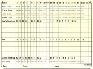 Score Card – Grayson Valley Country Club